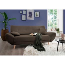 Home Affaire 3-Sitzer &raquo;Basta komfortable Wellenunterfederung, Breite 205cm, bodenfrei&laquo; braun (100% Polyester) Struktur fein (100% Polyester) Chenille 