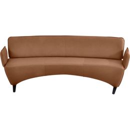 K+w Komfort & Wohnen K+W Komfort & Wohnen Polsterbank Leicht abgerundete Segmentbank im hochwertigen Leder, mit Armlehnen braun B/H/T: 216cm x 87cm x 66cm, Leder