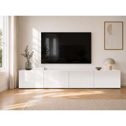 Home Affaire Lowboard &raquo;Mister, TV-Board, TV-Bank, TV-Kommode, TV-M&ouml;bel&laquo; mit 4 Klappen, komplett Hochglanz Lackiert, Breite 225 cm wei&szlig; B/H/T: 225cm x 
