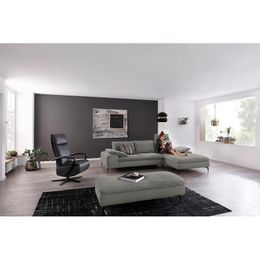W.Schillig Ecksofa &raquo;valentinoo, Designsofa, bequem, elegant und zeitlos, L-Form&laquo; inklusive Hocker, mit Sitztiefenverstellung, Breite 299 cm grau 