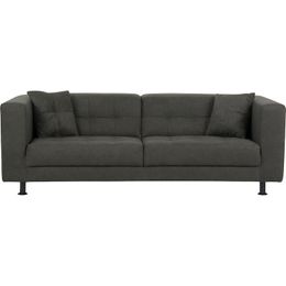 Home Affaire 3-Sitzer &raquo;Bengo&laquo; mit Steppung im Sitz- und R&uuml;ckenbereich, incl. Zierkissen grau B/H/T: 202cm x 68cm x 88cm, Microfaser