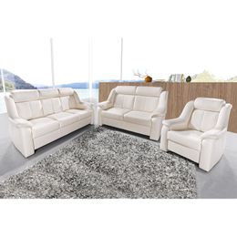 Sit & More sit&more Polstergarnitur &raquo;Basel&laquo; Set, bestehend aus 3-Sitzer + 2-Sitzer + Sessel wei&szlig; Kunstleder SOFTLUX