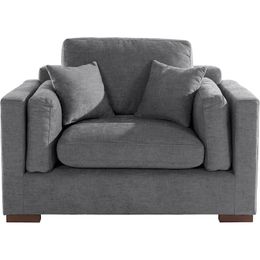 Home Affaire Loveseat &raquo;Fresh Pond Sessel&laquo; weicher Sitzkomfort, incl. Zierkissen, B/T/H: 140/96/95 cm grau 100% Polyester Struktur, B/H/T: 140cm x 95cm