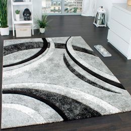 Paco Home Teppich &raquo;Brillance 758&laquo; rechteckig 14 mm H&ouml;he Kurzflor, modernes geometrisches Design, auch als L&auml;ufer grau Kunstfaser B : 80cm 1 Stk., 14mm, L: 150cm