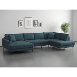 Trends by HG Wohnlandschaft &raquo;Summer&laquo; U-Form, B: 360cm in Cord & Struktur blau 90% Polyester;10% Nylon B/H/T: 360cm x 86cm x 195,5cm, Struktur, 