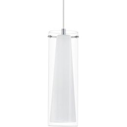 Eglo H&auml;ngeleuchte &raquo;PINTO Pendellampe, E27, IP20, Stahl und Glas, Esstischlampe, Lampe&laquo; E27 H&auml;ngeleuchte, H110 x &Oslash;11 cm, chrom, 1X40W exkl., 