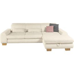 set one by Musterring Ecksofa Kopteil verstellbar, mit Bettfunktion, in Cord, natur, Sitzh&ouml;he 49 wei&szlig; 88% Polyester;12% Polyamid B/H/T: 307cm x 86cm x