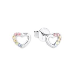 Prinzessin Lillifee Damen Paar Ohrstecker &raquo;Herz&laquo; mit Zirkonia (synth.) bunt Silber 925 (Sterlingsilber)