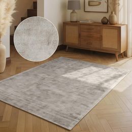 vikosa Teppich &raquo;Noemi&laquo; rechteckig 10 mm H&ouml;he Dezenter Glanz, Weich, Seidenoptik, Viskose, Wohnzimmer, Schlafzimmer grau Viskose B : 120cm 1 Stk., 10mm
