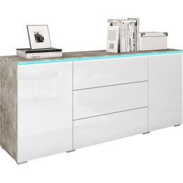 Home Affaire Sideboard &raquo;VERA, grifflos&laquo; verstellbare Einlegeb&ouml;den, Wahlweise mit oder ohne Beleuchtung grau B/H/T: 150cm x 67,9cm x 39,5cm, ohne 