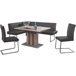 K+w Komfort & Wohnen K+W Komfort & Wohnen Essgruppe &raquo;Santos III&laquo; 4 Stk. tlg. gepolsterte Eckbank und St&uuml;hle, langer Schenkel rechts oder links braun B/H/T: 158cm x 86cm x 