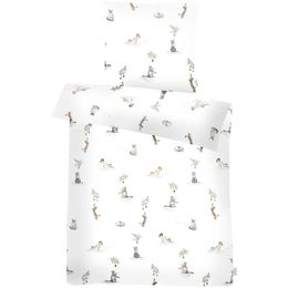 Apelt Bettw&auml;sche &raquo;Cats&laquo; 2 Stk. Katzenmotive wei&szlig; Satin (Bio-Baumwolle), Obermaterial: 100% Baumwolle B/L: 135cm x 200cm, 1 Stk., 1 Stk., Satin (Bio-