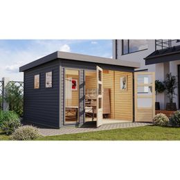 Karibu Gartenhaus &raquo;Langesee 6&laquo; aus hochwertiger nordischer Fichte mit wasserabweisender Profilierung grau Holzwerkstoff ohne Fu&szlig;boden, ohne Dacheindeckung