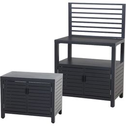 siena GARDEN Outdoor-K&uuml;che &raquo;Texas 2er-Set&laquo; Set, aus Aluminium in matt anthrazit schwarz B/H/T: 56cm x 70cm x 180cm