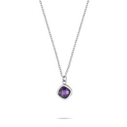 Tamaris Damen Kette mit Anh&auml;nger &raquo;Shiny Stones&laquo; mit Zirkonia (synth.) lila Edelstahl, L: 50 B: 0,3mm