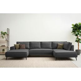 OTTO home Wohnlandschaft &raquo;TVINNU Leinenoptik, 354 cm&laquo; Recamiere rechts/links, schwarze Metallf&uuml;&szlig;e, bequeme Sitz-/Liegefl&auml;che B/H/T: 354cm x 83cm x 