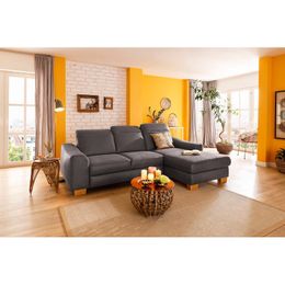 Home Affaire Ecksofa &raquo;Dundee L-Form&laquo; wahlweise mit Kopfteilverstellung und zus&auml;tzlich mit Schlaffunktion grau Luxus-Microfaser Florence (100% 