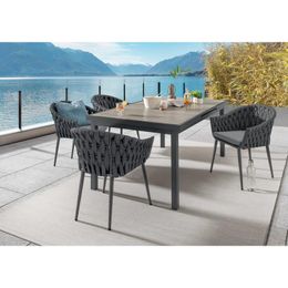 Destiny Garten-Essgruppe &raquo;MOLINO IMOLA 4 Se + Ausziehtisch 165/215x100cm, anthrazit&laquo; Set, Aluminium, Rope, Polywood Aluminium, Wicker/Kunststoffgeflecht B/H/T