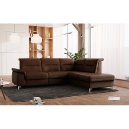 Sit & More sit&more Ecksofa &raquo;Astoria L-Form&laquo; wahlweise mit motorischer Relaxfunktion braun 28000 B/H/T: 256cm x 91cm x 225cm, Luxus-Microfaser in Lederoptik, 
