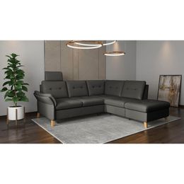 Sit & More sit&more Ecksofa &raquo;G&ouml;teborg&laquo; inkl. Sitztiefenverstellung, wahlweise mit Bettfunktion & Bettkasten grau B/H/T: 250cm x 90cm x 226cm, NaturLEDER Stoff, 