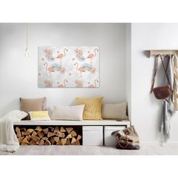 A.S. Cr&eacute;ation Leinwandbild &raquo;Tropical Vibes&laquo; Blumen Kunst 1 Stk. tlg. Palmenbl&auml;tter Flamingo Keilrahmen Leinwand-Bild Wohnzimmer modern Wand rosa Holz, Stahl B/H/T: 