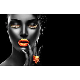 papermoon Fototapete &raquo;GOLDENE LIPPEN-SCHMUCK ART DESIGN ABSTRAKT MUSTER KUNST&laquo; bunt Vlies B/L: 2,5m x 1,86m, Bahnen: 5 Stk.