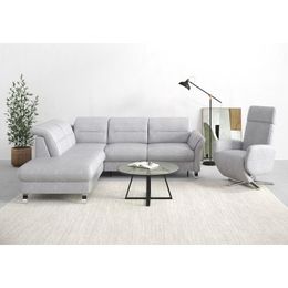 Sit & More sit&more Ecksofa &raquo;Grenoble L-Form mit Federkern&laquo; wahlweise mit Schlaffunktion, Bettkasten, Arm- und Kopfteilverstellung silber B/H/T: 247cm x 85cm x 
