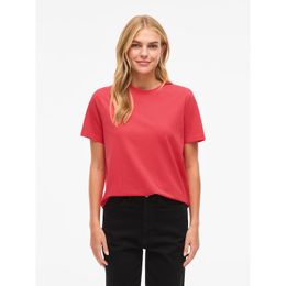 Vila Damen Kurzarmshirt &raquo;VINORA S/S T-SHIRT - NOOS&laquo; Baumwollmischung, regular fit rot XS