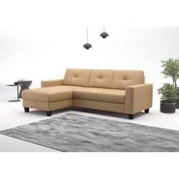 OTTO home Ecksofa &raquo;Varese&laquo; wahlweise mit Schlaffunktion und Bettkasten beige B/H/T: 239cm x 91cm x 164cm, NaturLEDER Stoff, Recamiere links, ohne 