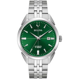 Bulova Herren Automatikuhr Armbanduhr, Herrenuhr, Damenuhr, Edelstahlarmband, Saphirglas silber Einheitsgr&ouml;&szlig;e