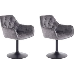 Hela Esszimmerstuhl &raquo;BIRTE&laquo; (Set) 2 Stk.Drehfunktion, als Einzelstuhl oder im 2er-Set grau Stoff B/H/T: 49cm x 83cm x 62cm, 2 Stk., Velours Samtoptik,