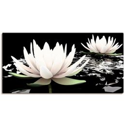 Artland Wandbild &raquo;Zwei Lotusblumen auf dem Wasser&laquo; Blumen 1 Stk. tlg. als Alubild, Leinwandbild in verschied. Gr&ouml;&szlig;en schwarz B/H/T: 60cm x 30cm, Leinwandbild 