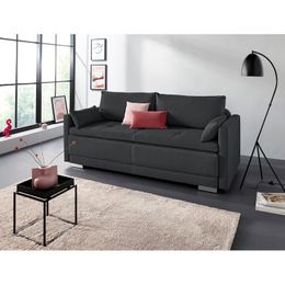 OTTO home Schlafsofa &raquo;Berlin, B: 218 cm, Liegel. 160x198 cm&laquo; Schlaffunktion, Bettkasten & 2 Zierkissen, Dauerschlafsofa Boxspring grau Microfaser 