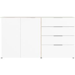 Germania Sideboard &raquo;Oakland mit Glasauflage&laquo; in 2 Breiten, Fronten und Oberboden mit Glasauflage wei&szlig; Glas, Holzwerkstoff, Sicherheitsglas ESG B/H/T: 
