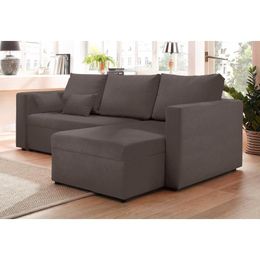 Home Affaire Ecksofa &raquo;Pur L-Form&laquo; wahlweise mit Bettfunktion braun Struktur (100% Polyester);100% Polyester Melrose ;Luxus-Microfaser Nubuk (100% 