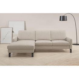 Home Affaire Ecksofa inkl. saugroboterfreundliche H&ouml;he & schmale Armlehnen beige 100% Polyester B/H/T: 244cm x 86cm x 164cm, Easy care, Longchair 