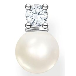 Thomas Sabo Damen Thomas Sabo Single-Ohrstecker &raquo;Perle mit wei&szlig;em Stein&laquo; mit Zirkonia (synth.) - mit S&uuml;&szlig;wasserzuchtperle bunt Perlen Silber 925 (