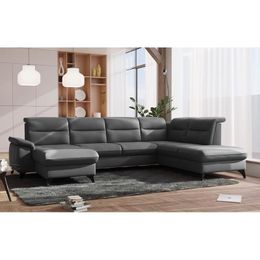 Sit & More sit&more Wohnlandschaft &raquo;Astoria U-Form&laquo; wahlweise mit motorischer Relaxfunktion grau 100% Polyester B/H/T: 329cm x 91cm x 225cm, Luxus-Microfaser 