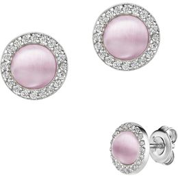 Firetti Damen Paar Ohrstecker &raquo;Schmuck Geschenk Silber 925 Ohrschmuck Ohrringe Kreis rund&laquo; Made in Germany - mit Kristallstein, Zirkonia (synth.) wei&szlig;