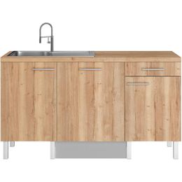 Optifit Pantryk&uuml;che &raquo;Lilly&laquo; Breite 160 cm, wahlweise mit E-Ger&auml;ten braun B/H/T: 160cm x 90cm x 60cm,mit E-Ger&auml;t