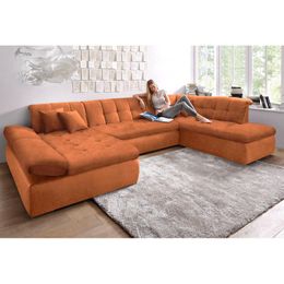 DOMO collection Wohnlandschaft &raquo;NMORIC im XXL-Format, 353x216x80 cm, inkl. Zierkissen U-Form&laquo; wahlweise mit Bettfunktion und Armlehnenverstellung 