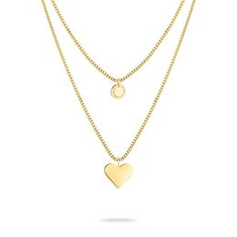 Liebeskind Berlin Damen Kette mit Anh&auml;nger &raquo;Schmuck Edelstahl Layered Love Herz&laquo; gold Edelstahl, L: 45 B: 1mm