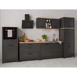 Inter Link K&uuml;chenzeile &raquo;Pienza, Einbauk&uuml;che, K&uuml;chenblock, K&uuml;chenmodul, Kompaktk&uuml;che&laquo; Ohne E-Ger&auml;te f&uuml;r Sp&uuml;lmaschine Kochfeld Backofen K&uuml;hlschrank B: 370 cm 