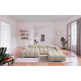 COTTA Ecksofa &raquo;Orion L-Form, B: 307 cm, moderne Steppung, bequeme Wellenunterfederung&laquo; 2x Kopfteilverstellung & 3 Nierenkissen 90% Polyester, 10% 