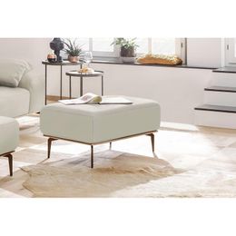 W.Schillig Polsterhocker &raquo;run&laquo; mit Holzsockel, F&uuml;&szlig;e in Bronze pulverbeschichtet, Breite 75 cm wei&szlig; Longlife Xtra-Leder Z73: Naturwalkleder der 