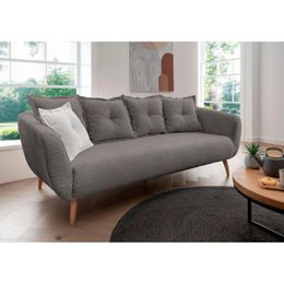 Home Affaire 3-Sitzer &raquo;Baggio modern und romantisches Design, bequem&laquo; Zierkissen inklusive grau 100% Polyester B/H/T: 236cm x 80cm x 103cm, Luxus-