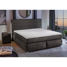 Jockenh&ouml;fer Boxspringbett &raquo;Livia&laquo; inklusive LED-Beleuchtung, 4x USB-Ladeports, 7-Zonen-TTFK-Matratze grau Bezug Bett: Chenille (100% Polyester);Topper und 