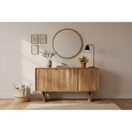 Sit Sideboard &raquo;ACACIA WAVE&laquo; 1 Stk. tlg. extravagantes Holzwangengestell beige Massivholz B/H/T: 145cm x 80cm x 71cm, 3 T&uuml;ren, Akazie, 3 Stk.