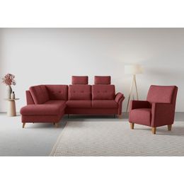 Sit & More sit&more Ecksofa &raquo;G&ouml;teborg&laquo; inkl. Sitztiefenverstellung, wahlweise mit Bettfunktion & Bettkasten lila B/H/T: 250cm x 90cm x 226cm, Flachgewebe 