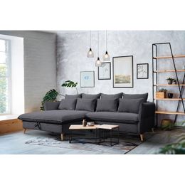 exxpo - sofa fashion Ecksofa &raquo;WALPY, elegant & modern, bequem, schmale Armlehnen, Breite 274cm&laquo; L-Form, wahlweise mit Bettfunktion und Bettkasten, in 